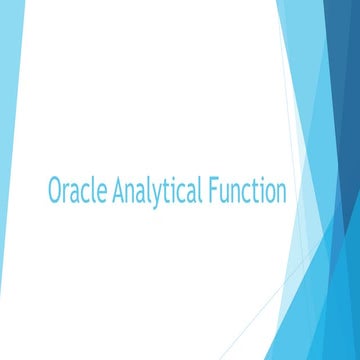 Oracle Analytical Function Pdf