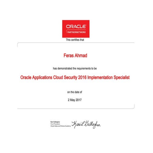 Oracle applications cloud security 2016 implementation specialist | PDF