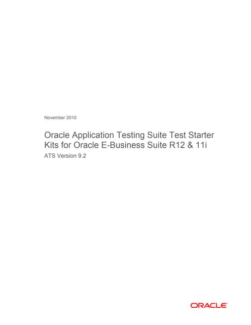 O Oracle Application Testing Suite Test Starter Kits For Oracle E Business Suite R12 And 11i Pdf