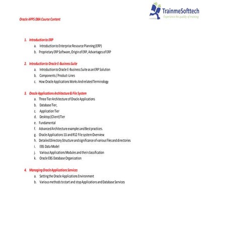Oracle Apps Dba Course Content Trainmesofttech Ppt 