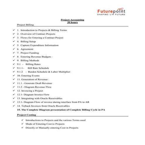 Oracle Apps Project Accounting Training Docx Computer Software And Applications Computing