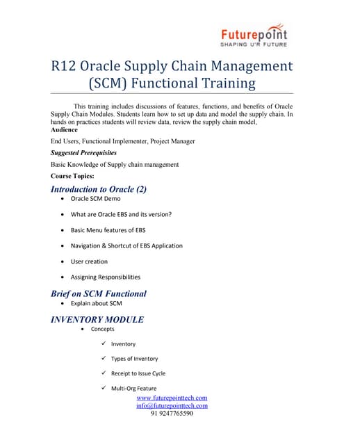 Oracle Apps R12 Scm Functional Training Doc 5368