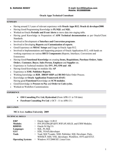 Oracle Apps Technical Consultant | PDF