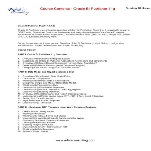 Oracle Bi Publisher 11g Certification Program Pdf