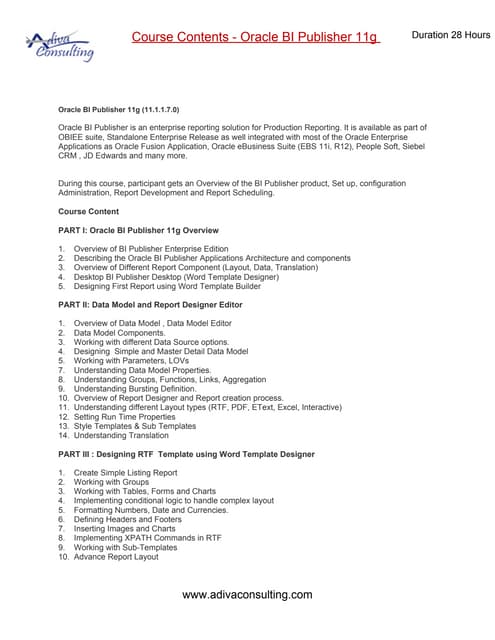 Oracle Bi Publisher 11g Certification Program Pdf