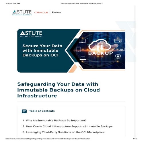Secure Your Data with Immutable Backups on OCI | PDF