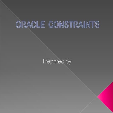 Oracle Constraints Ppt