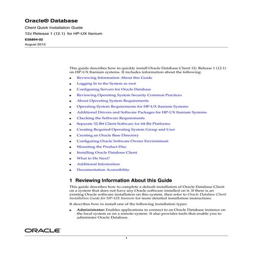 Oracle Database 12c Client Quick Installation Guide 2 Pdf