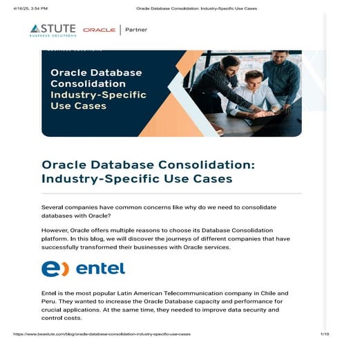Oracle Database Consolidation: Industry-Specific Use Cases | PDF