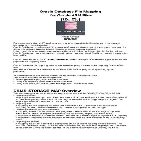 Oracle Database File Mapping for Oracle ASM Files | PDF