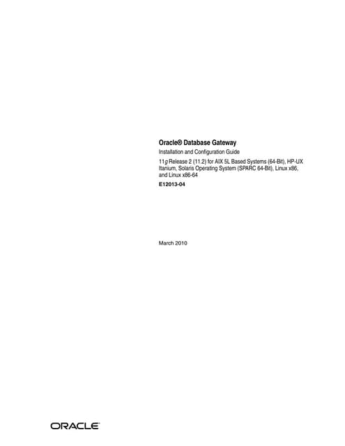 Oracle Database Gateway 11g R2 Installation And Configuration Guide Pdf