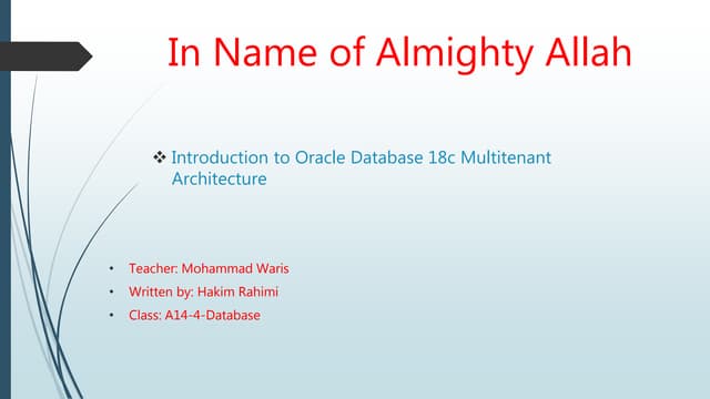 Oracle Database Multitenant Architecture Pptx