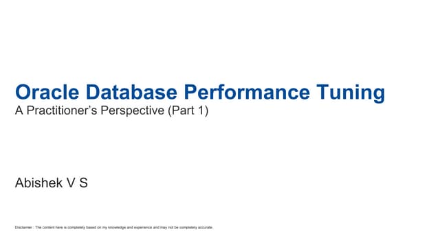 Oracle Database Performance Tuning Ppt