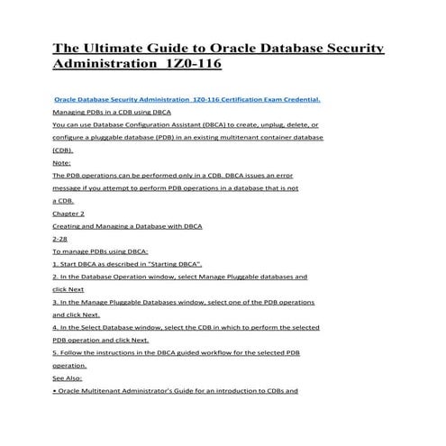 The Ultimate Guide To Oracle Database Security Administration 1 Z0 116 Pdf 3256