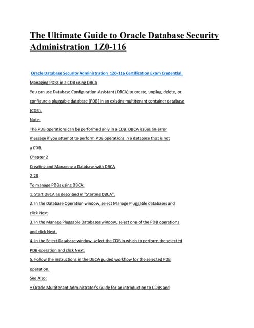 The Ultimate Guide To Oracle Database Security Administration 1 Z0 116 Pdf 3256