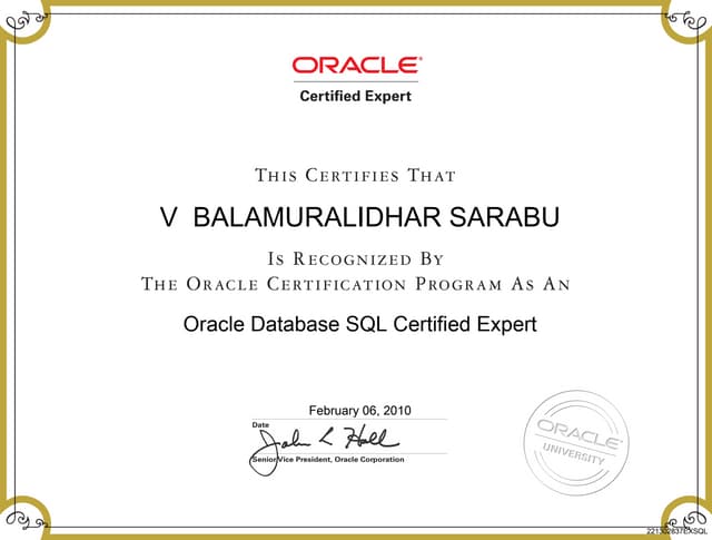 Oracle Database SQL Certified Expert | PPT Oracle Database SQL Certified Expert | PPT