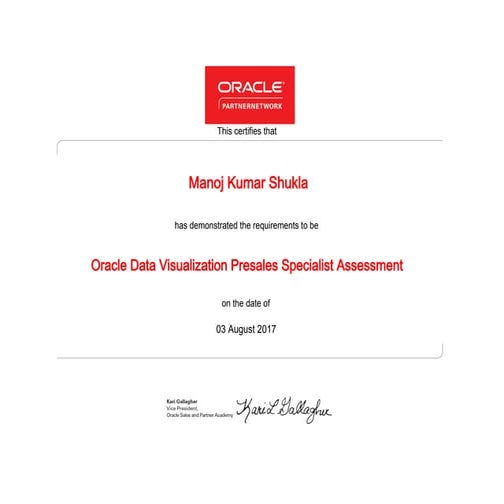Oracle Data Visualization Presales Specialist Assessment Ppt