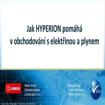 Jak HYPERION pomáhá v obchodování s elektřinou a plynem | PPT