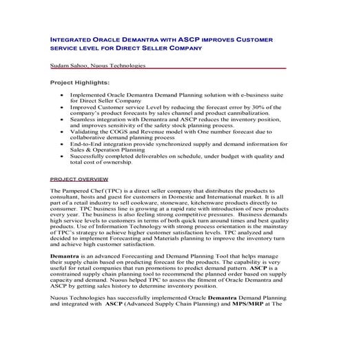 Oracle Demantra - Demand Planning Overview | PPTX