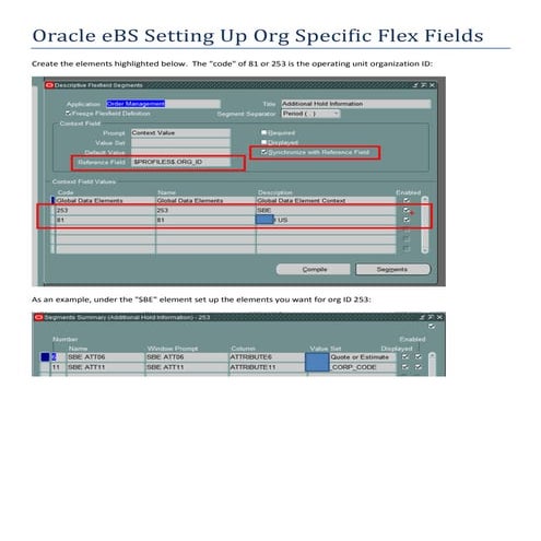 Oracle eBS setting up org specific flex fields | PDF | Technology & Computing