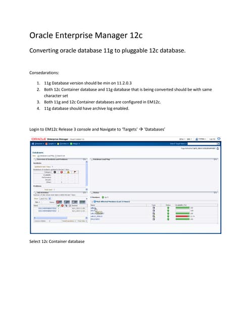 Oracle Enterprise Manager 12c Migrate To Pluggable Database Pdf