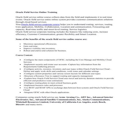 Oracle Field Service Cloud Training.pdf | Cloud Computing | Internet