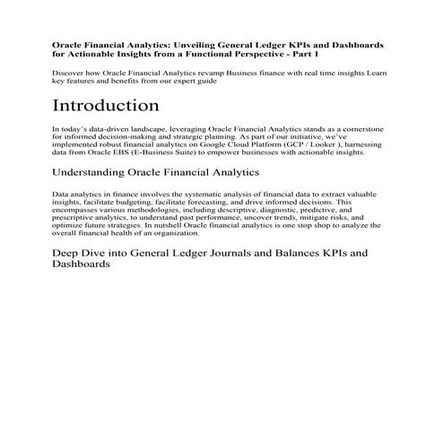 Oracle Financial Analytics: Unveiling General Ledger KPIs and ...