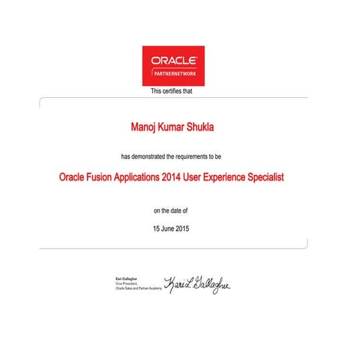 Oracle Fusion Applications 2014 User Experience Specialist | PDF