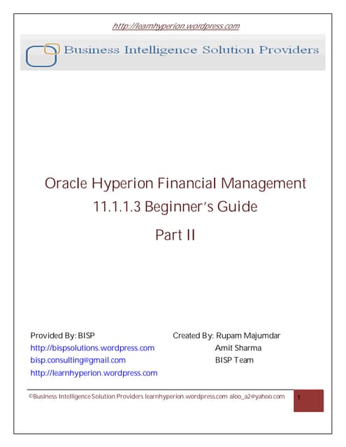Oracle hfm beginner's guide part i | PDF