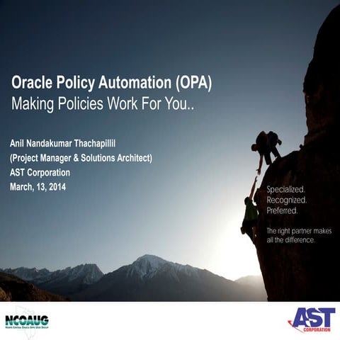 Oracle Policy Automation Making Policies Work For You Ncoaug 2014 Ppt 