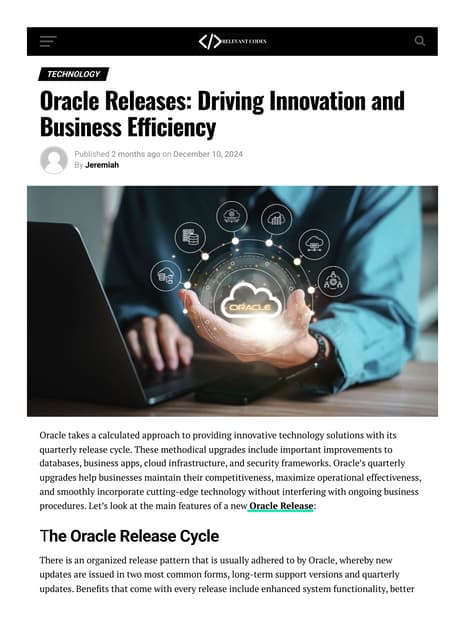 Oracle Releases Driving Innovation And Business Efficiencypdf