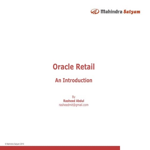 Oracle Retail Merchandise System | PPT