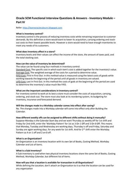 Oracle R12 Scm Functional Interview Questions Order Management Pdf