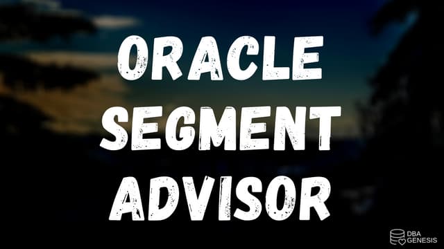 Oracle Segment Advisor Ppt