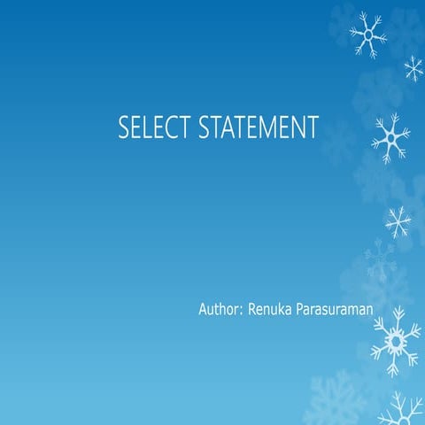 Oracle Select Statment Ppt 