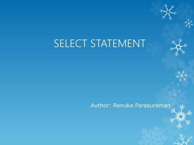 Oracle Select Statment Ppt