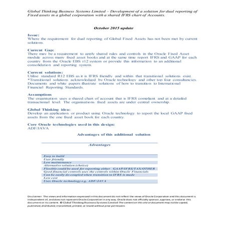 Solution for gaap and ifrs fixed assets - Oracle Financials R12 | DOCX
