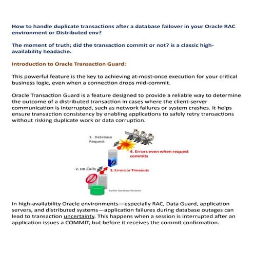 Introduction to Oracle Transaction Guard | PDF