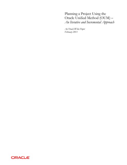 Oracle Unified Method (OUM) | PDF