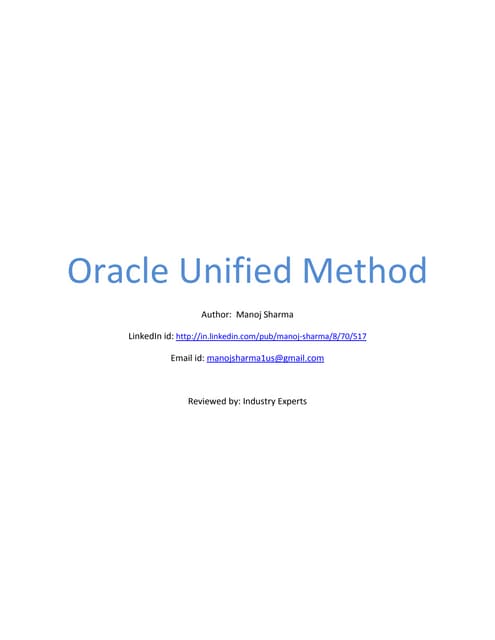 Oracle Unified Method Ver10 Pdf Computer Software And Applications