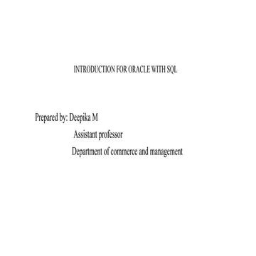 INTRODUCTION TO ORACLE AND SQL PRESENTATION UNIT 3 | PPTX