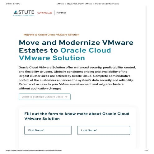 Vmware To Oracle Cloud Simplified Migration With Oci And Ocvs Pdf