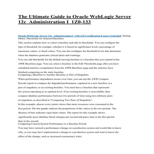 The Ultimate Guide To Oracle Web Logic Server 12c Administration I 1z0