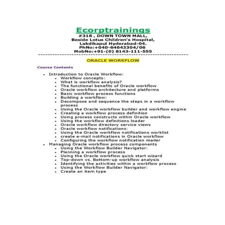 Oracle workflow training hyderabad | PDF