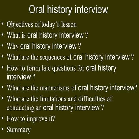 Oral History Interview | PPT
