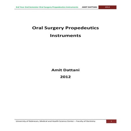 Oral Surgery- Basic Instruments for Exodontia | PDF