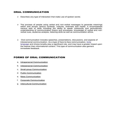 Oral communication | DOCX