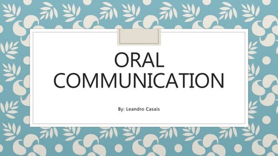 Oral communication | PPT