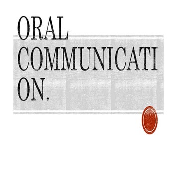 Oral communication | PPTX
