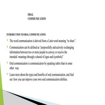 oral communication introduction to oral communication | PPTX